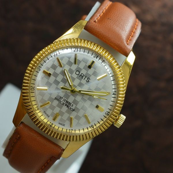 Beautiful Oris Gold Plated Hand Wind 17 Jewels ST 96 Men's Wrist Watch ...