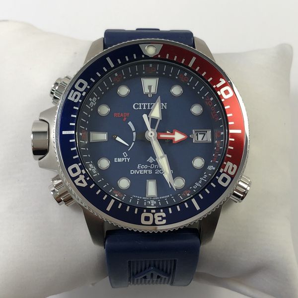 Citizen Promaster Aqualand Eco-Drive Blue Dial Mens Rubber Dive Watch ...