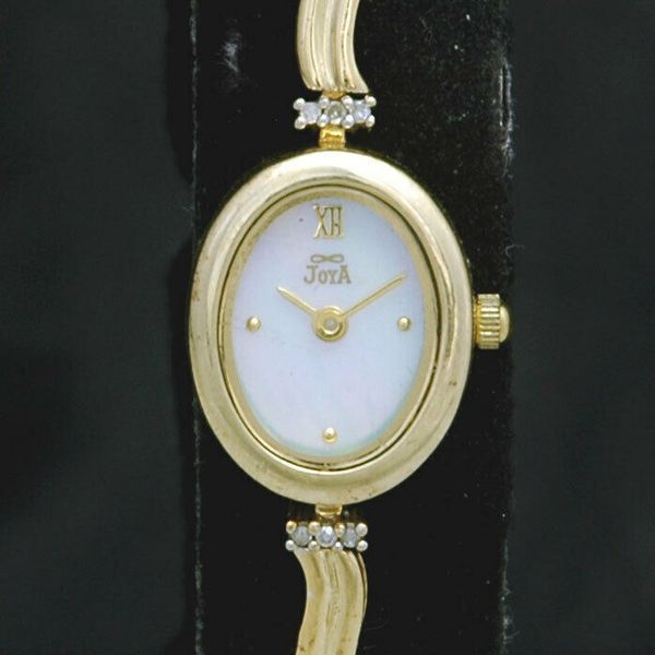 JOYA SOLID 14K GOLD CASE & BAND 33 Diamond LADY WATCH Bracelet SWISS ...