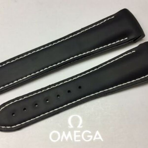 Original Omega 22mm Black Planet Ocean Rubber Deployment Strap Ref ...