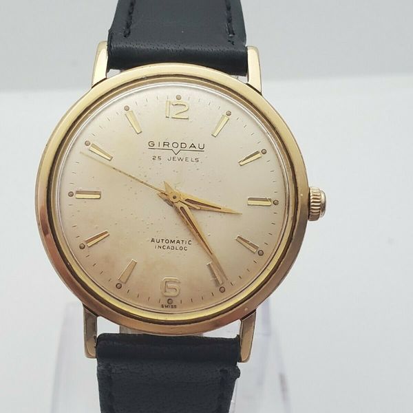 Vintage GIRODAU 25J Incabloc Automatic men's watch cal.ETA 2451 1960s ...