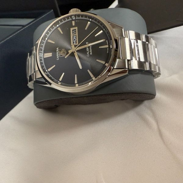 TAG Heuer Carrera Calibre 5 Stainless Steel Men's Automatic Watch WAR201A.BA0723 | WatchCharts ...