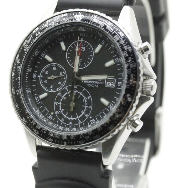 SEIKO Pilot Flightmaster Chronograph Black Wristwatch 7T92-0CF0 with ...