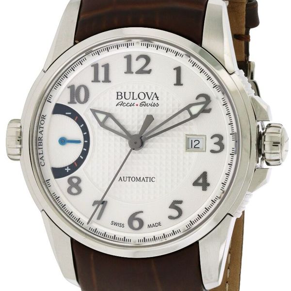 Bulova Accu Swiss Men's 63B171 Automatic Silver Dial Brown Leather ...