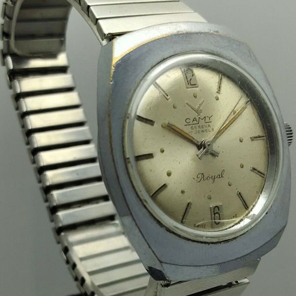 VINTAGE CAMY 6328 GENEVA 17 JEWELS ROYAL HAND WINDING SWISS MADE MEN'S ...