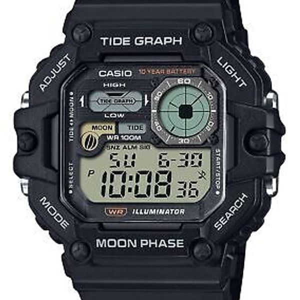 Casio Digital Tide Graph Moonphase Illuminator Quartz WS1700H1AV 100M ...