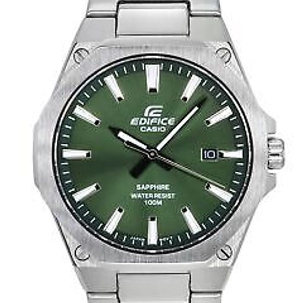 Casio EDIFICE Analog Stainless Steel Green Dial EFR-S108D-3A 100M Mens ...