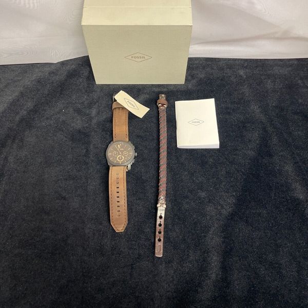 Fossil Mens Brown Leather Chronograph Analog Quartz Wristwatch ...