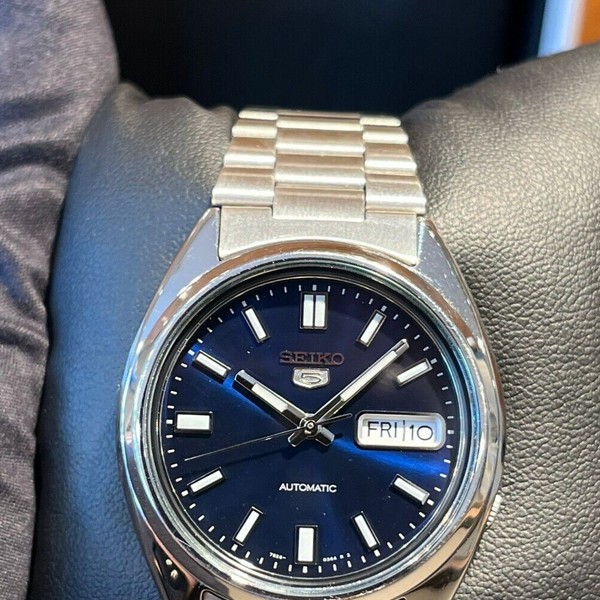 Seiko 5 Automatic Blue Dial Silver Stainless Steel Men’s Watch SNXS77K1 ...