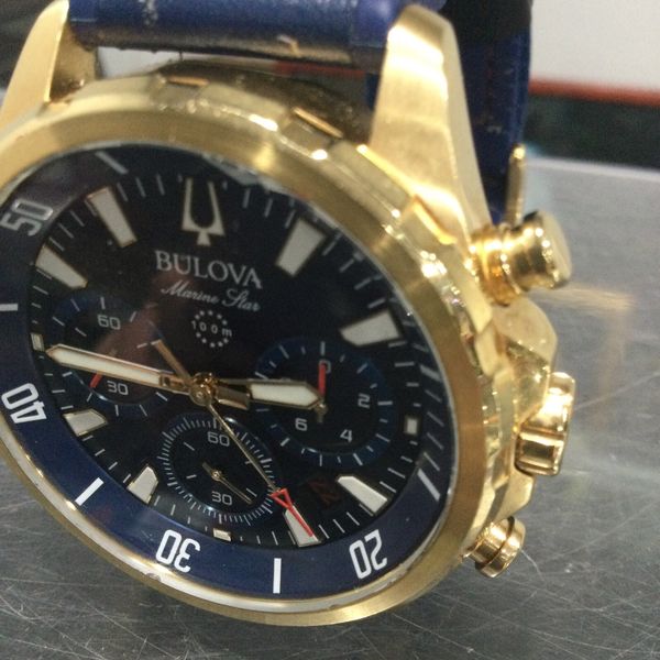 Bulova Marine Star 97B168 Men's Chronograph Quartz Watch Blue Dial ...