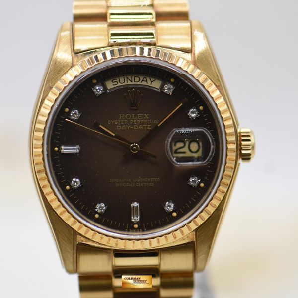 ROLEX OYSTER PERPETUAL DAY-DATE 36mm PRESIDENT 18K YELLOW GOLD ORIGINAL ...
