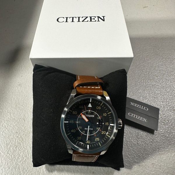 Citizen Avion Dark Grey Dial Men's Eco Drive Watch AW1361-10H BRAND NEW ...