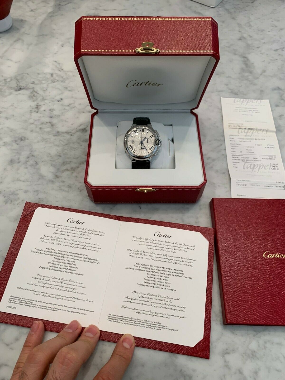 Cartier Ballon Bleu Wrist Watch for Men 42mm - Black, Original Box ...