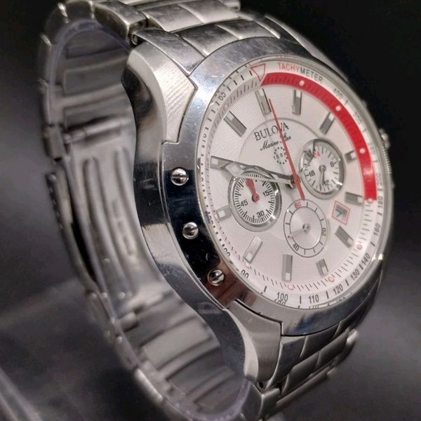 Bulova Marine Star 96B383 Chronograph White Dial Stainless Steel Men's ...