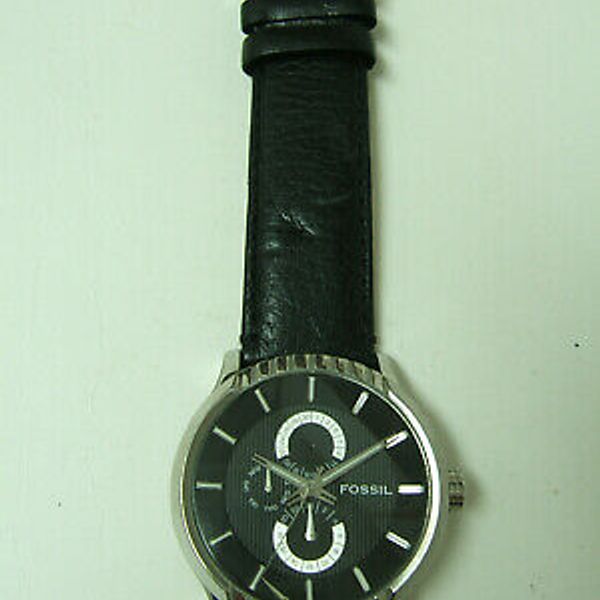 FOSSIL MULTI-FUNCTION BLACK DIAL WATCH PHOTO SAMPLE FOR PARTS & REPAIR ...