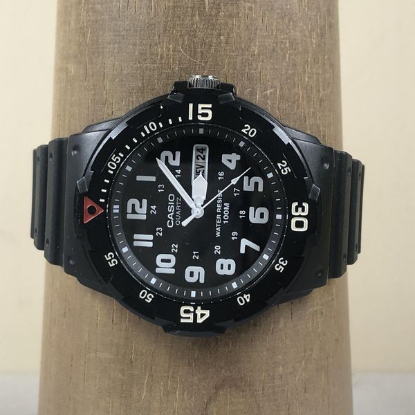 Casio Quartz MRW-200H Watch Mens Black Resin 100M Day Date Rotating ...