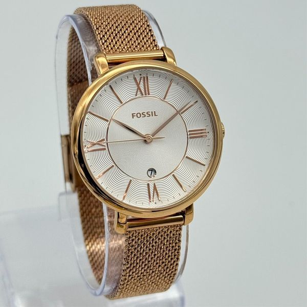 Ladies FOSSIL Jacqueline Rose Gold Tone Watch, Mesh Bracelet, Date ...