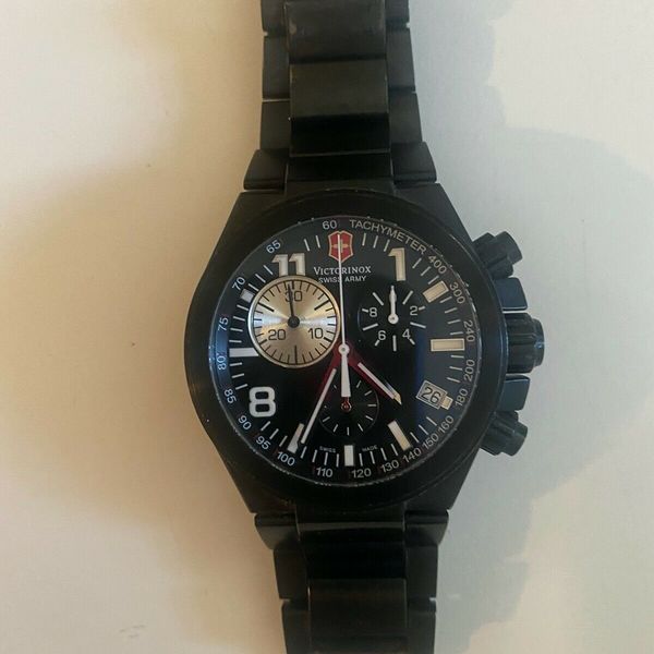 VICTORINOX SWISS ARMY CONVOY WATCH #241255 BLACK CHRONOGRAPH WITH ...