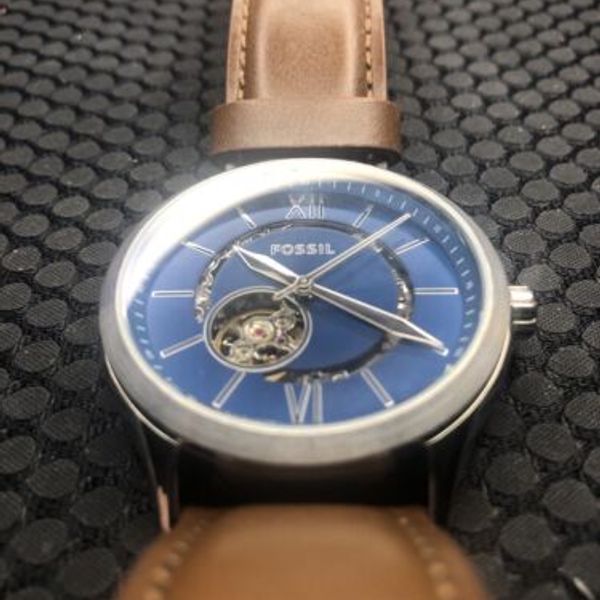FOSSIL Automatic Watch, Open Heart Blue Dial, Skeleton | WatchCharts ...