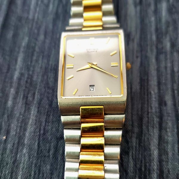 Rare Retro Vintage Seiko Mens 2 Tone Tank Watch New Battery ...