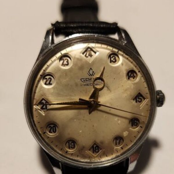 1960's Gruen Precision air flight 24 hour Jump Hour Men's Wrist Watch ...