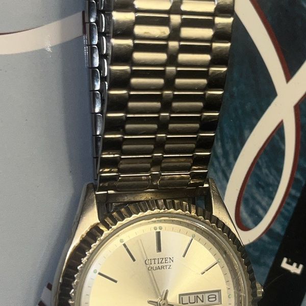 Vintage Citizen Quartz 6100-R01037 RC Silver Dial Day/Date Japan ...