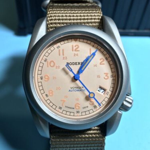 BODERRY TITANIUM FIELD WATCH AUTO SEIKO NH35 MILITARY SALMON DIAL PASS ...