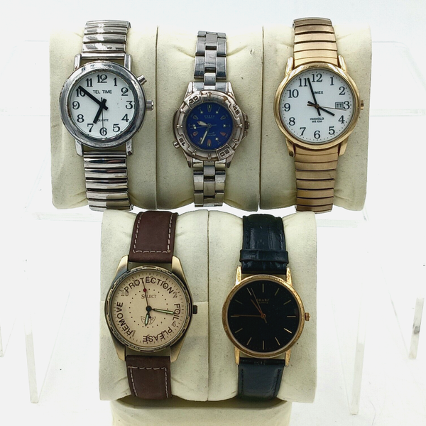 Lot Of 5 Vintage Wrist Watches: Timex, Guess, Select, Sharp & Tel Time ...