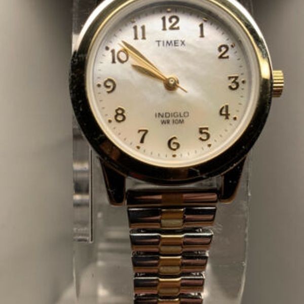 Timex T2M828 Women's 2-Tone Expansion Watch INDIGLO Mother of Pearl 30 ...