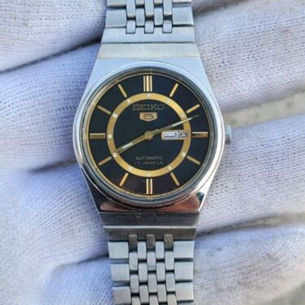 Vintage Seiko 5 Automatic 17 Jewels Stainless Steel Watch For Men's Bi Colr Dial | WatchCharts ...