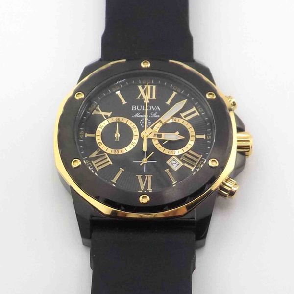 BULOVA MARINE STAR CHRONOGRAPH BLACK DIAL MEN'S WATCH 98B278 $595.00 ...