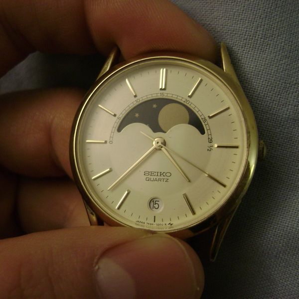 Seiko large central moonphase quartz watch - $35 | WatchCharts Marketplace