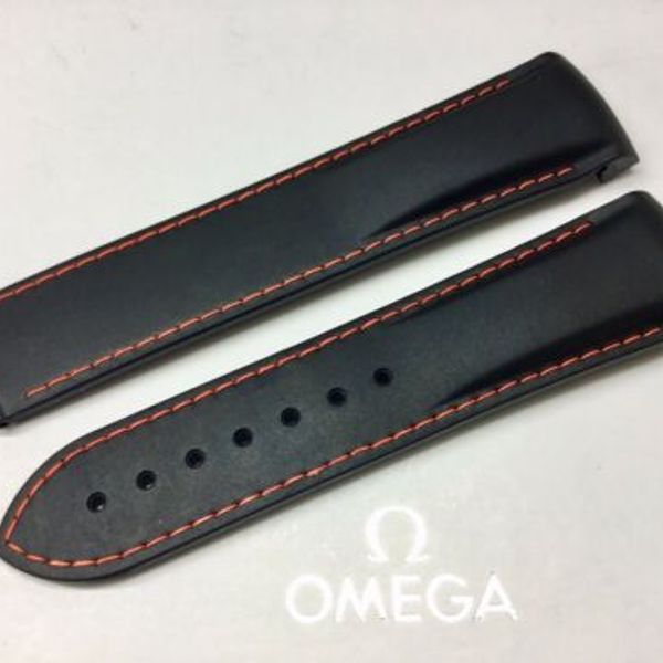 Genuine Omega 22mm Black Planet Ocean Rubber Deployment Strap Ref ...