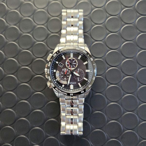 Citizen Radio Controlled Solar Watch AT3004 58E Black Dial Red Second ...