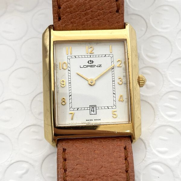 Vintage Lorenz Tank Watch Quartz Swiss Made Cartier Tank Style 21mm ...