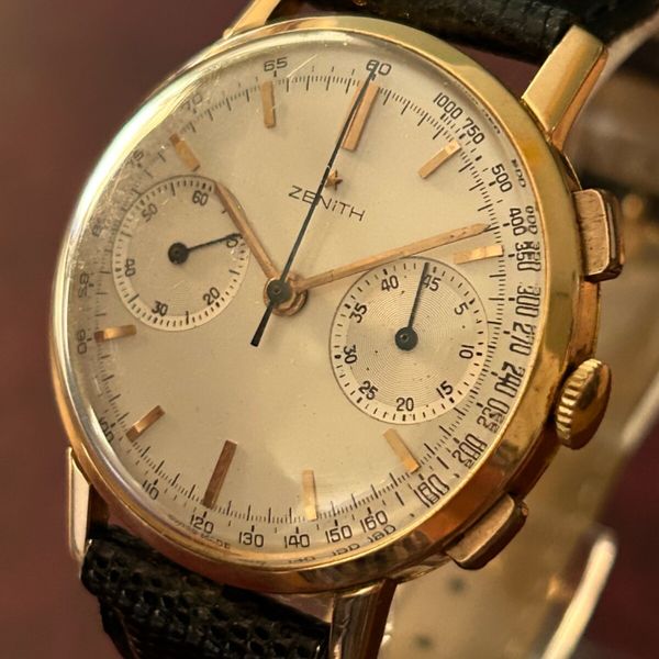 Zenith Chronograph Gold 18K Vintage Rare Original Dial Cal. 146 D ...