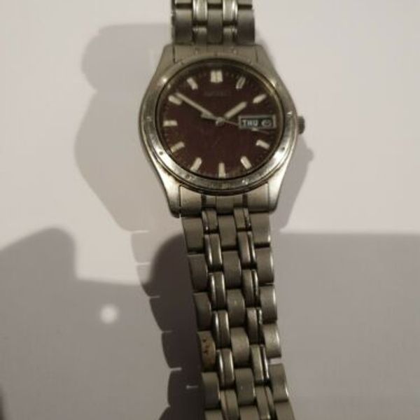 Seiko 7N43-6240 Stainless Steel Quartz Men's Watch Day & Date ...