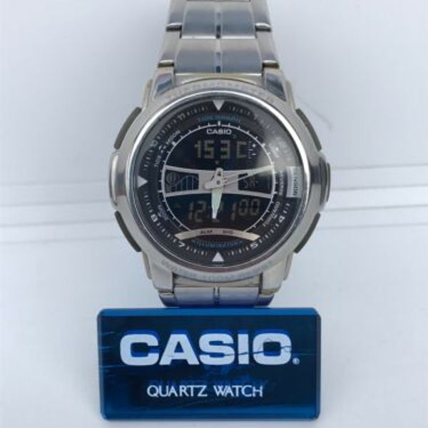 Casio Men’s Sports Chronograph Alarm S.Steel Bracelet Watch AQF-101 ...