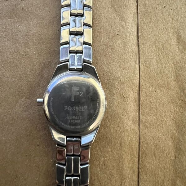 Fossil F2 Womens Watch ES-9657 All Stainless Steel Quartz Analog Blue ...