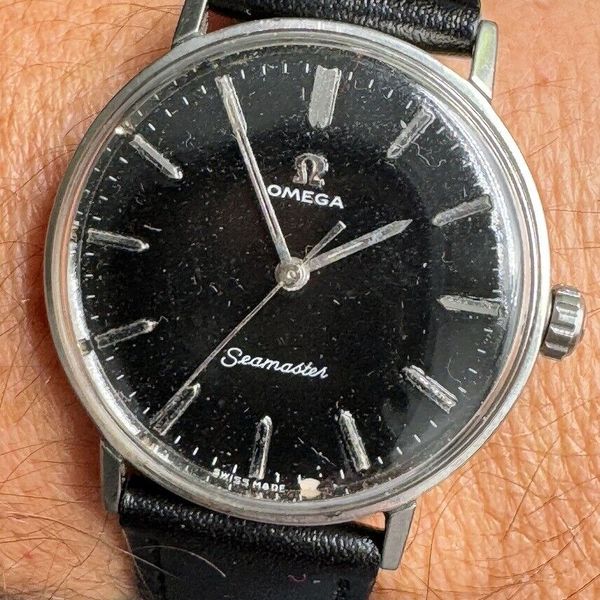 1950's Omega AUTOMATIC Seamaster ORIGINAL BLACK DIAL Stainless Steel ...