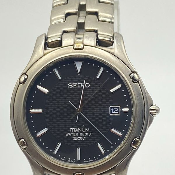 Seiko Watch Men Titanium 36mm Gray Dial Date 7N32-0069 Round New ...