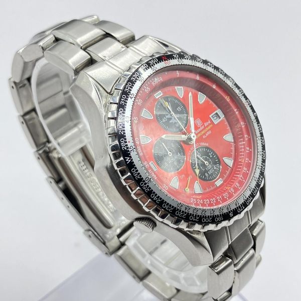 Rare CITIZEN Thunderbird Chronograph Pilot Watch Red Dial Quartz ...