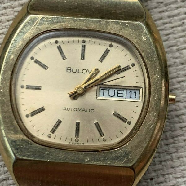 ^A VINTAGE BULOVA AUTOMATIC TV WATCH 11 AOACB MENS WRISTWATCH FOR PARTS ...