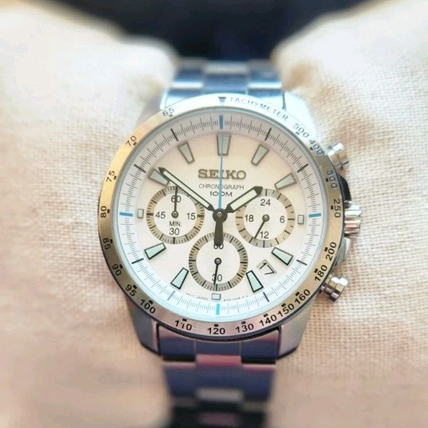 Seiko White Men's Watch Chronograph Quartz - SSB025 | WatchCharts ...