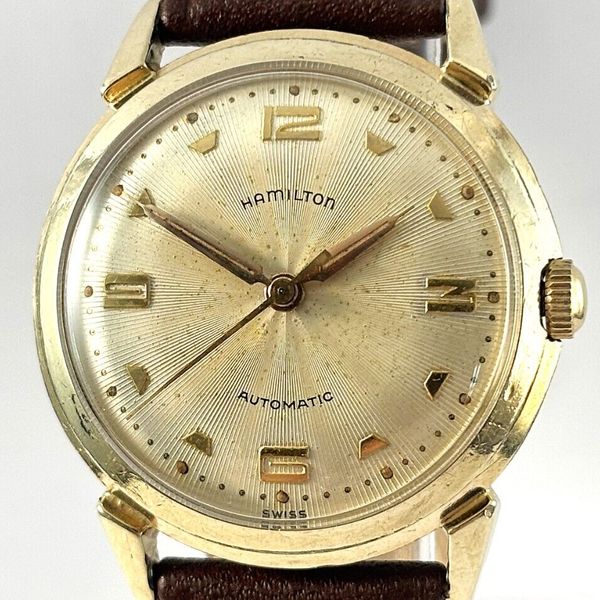 Vintage Hamilton Sunburst Dial 10k Gold RGP Automatic Mens Watch 17J ...