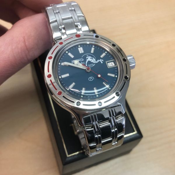 FS - Vostok Amphibia Blue Scuba Dude 420 Case Date Window Surround ...