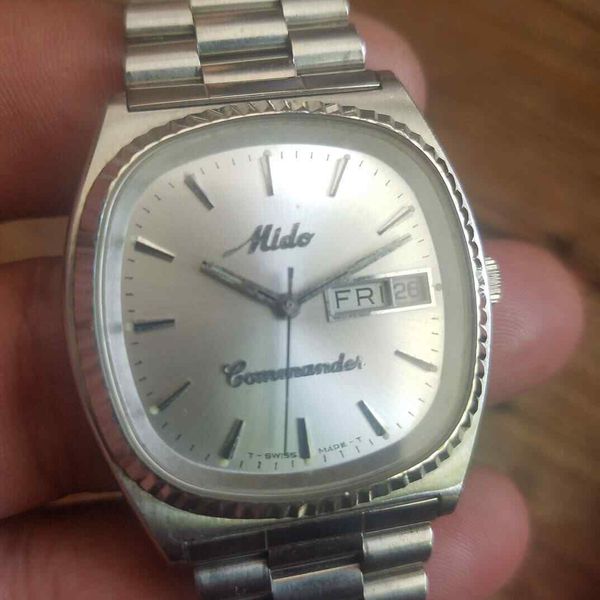 Mido commander square president style silver vintage rare watches ...