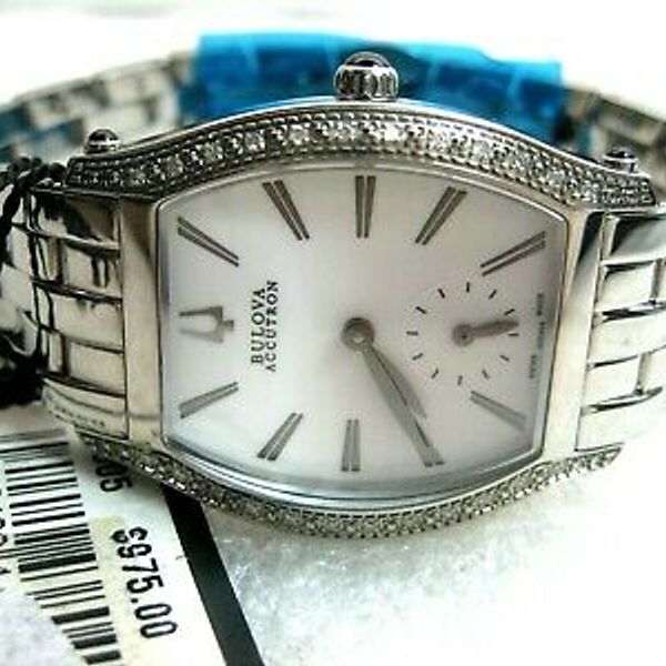 BULOVA ACCUTRON SWISS MADE 63R005 24 REAL DIAMONDS LADIES DRESS S/S ...