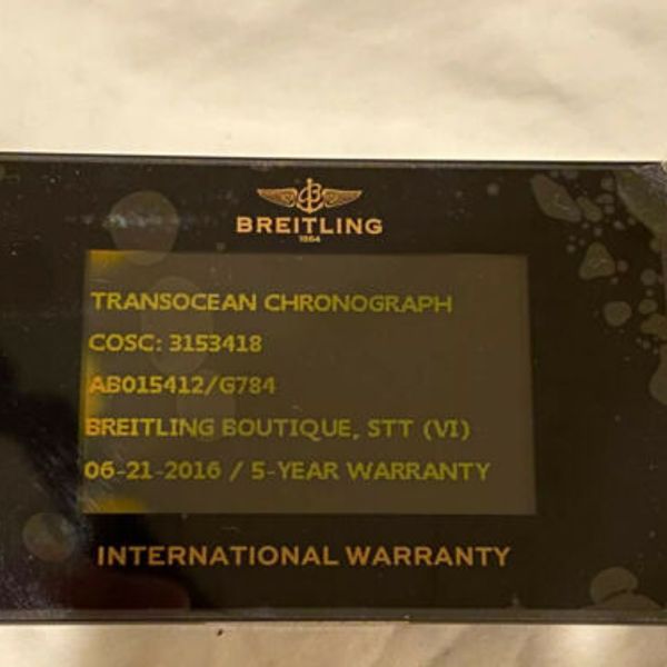 Breitling Transocean Chronograph Eletronic Warranty Card | WatchCharts ...