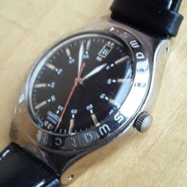 SWATCH WATCH IRONY VTG 2002 BLACK CHROME DIVER CHRONOGRAPH AVIATOR WOW ...